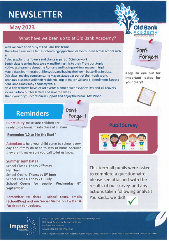 School Newsletter | Old Bank Academy